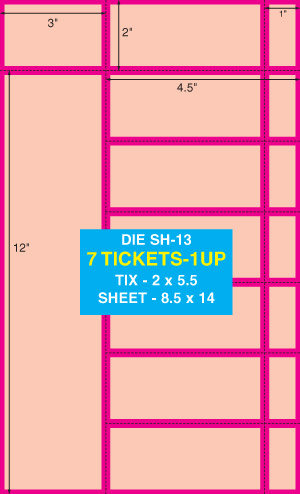 Ticket Sheet Die Templates